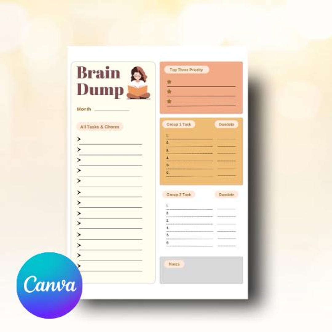 Cute Brain Dump Bullet Journal, Brain Dump – To-do List - Perfect for ...