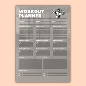 Printable Workout Tracker: Weekly Fitness Journal & Planner, (A4/US ...
