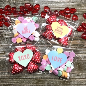 Valentine's Day Favor Stickers and Bags - 15 Heart Shaped Labels ...