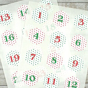 Advent Calendar Kit Christmas Countdown Stickers and Favor Bags, Green ...