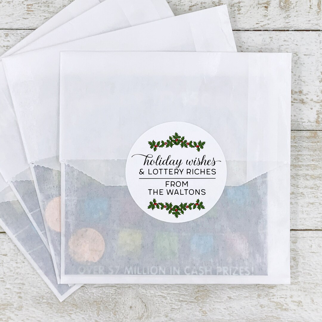 Personalized Lottery Ticket Favor Labels and Bags - Holiday Wishes ...