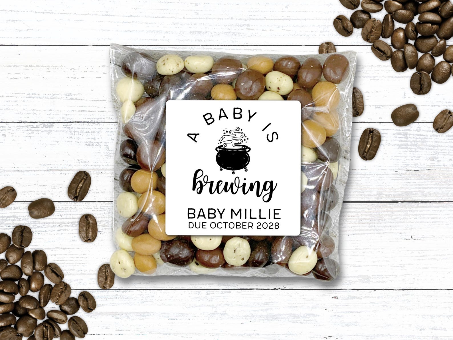 Personalized Baby Shower Favor Labels - Halloween Theme, A Baby is ...