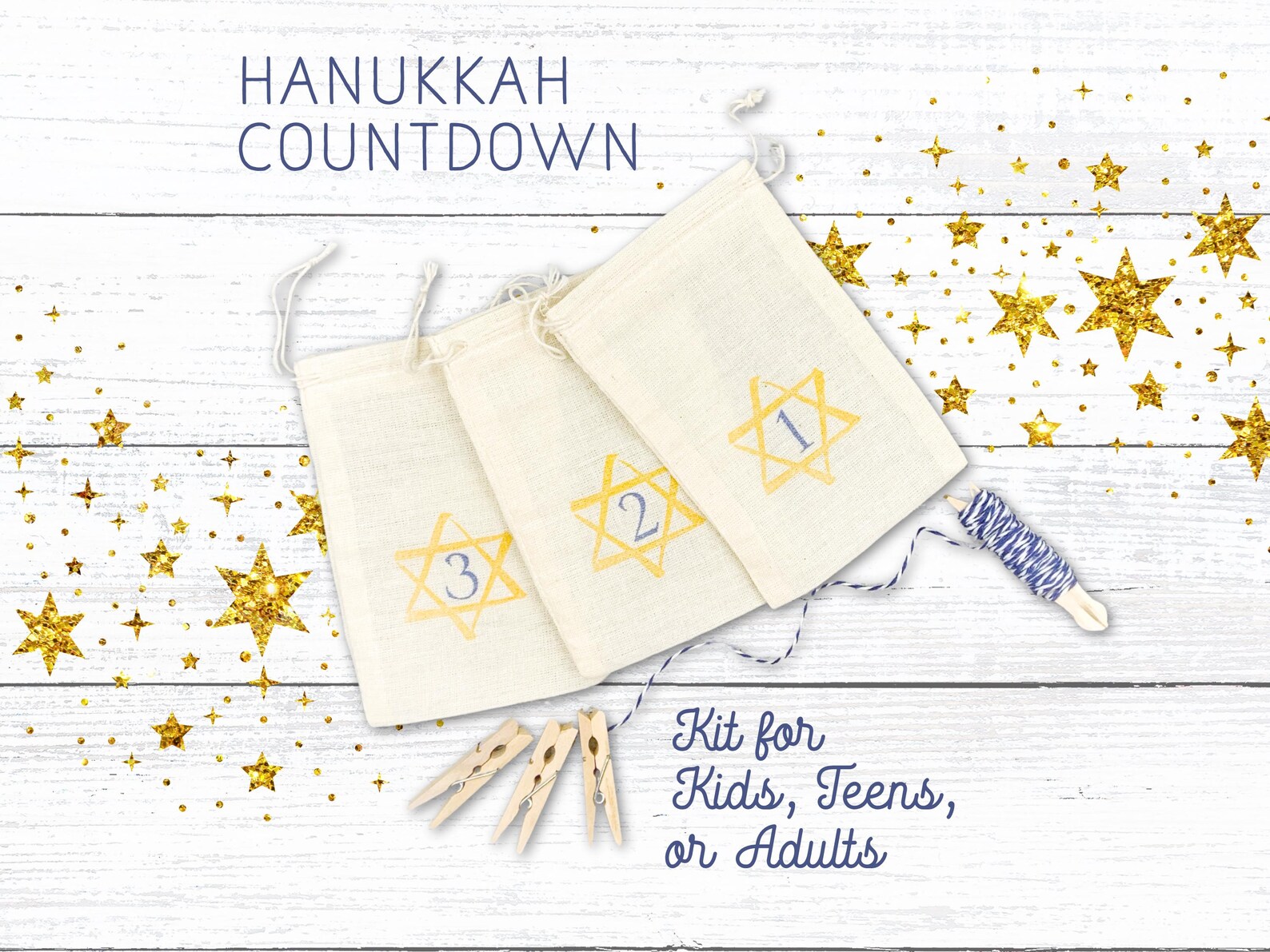 Hanukkah Countdown Kit - Chanukah Calendar Kit for Kids or Adults, 8 ...