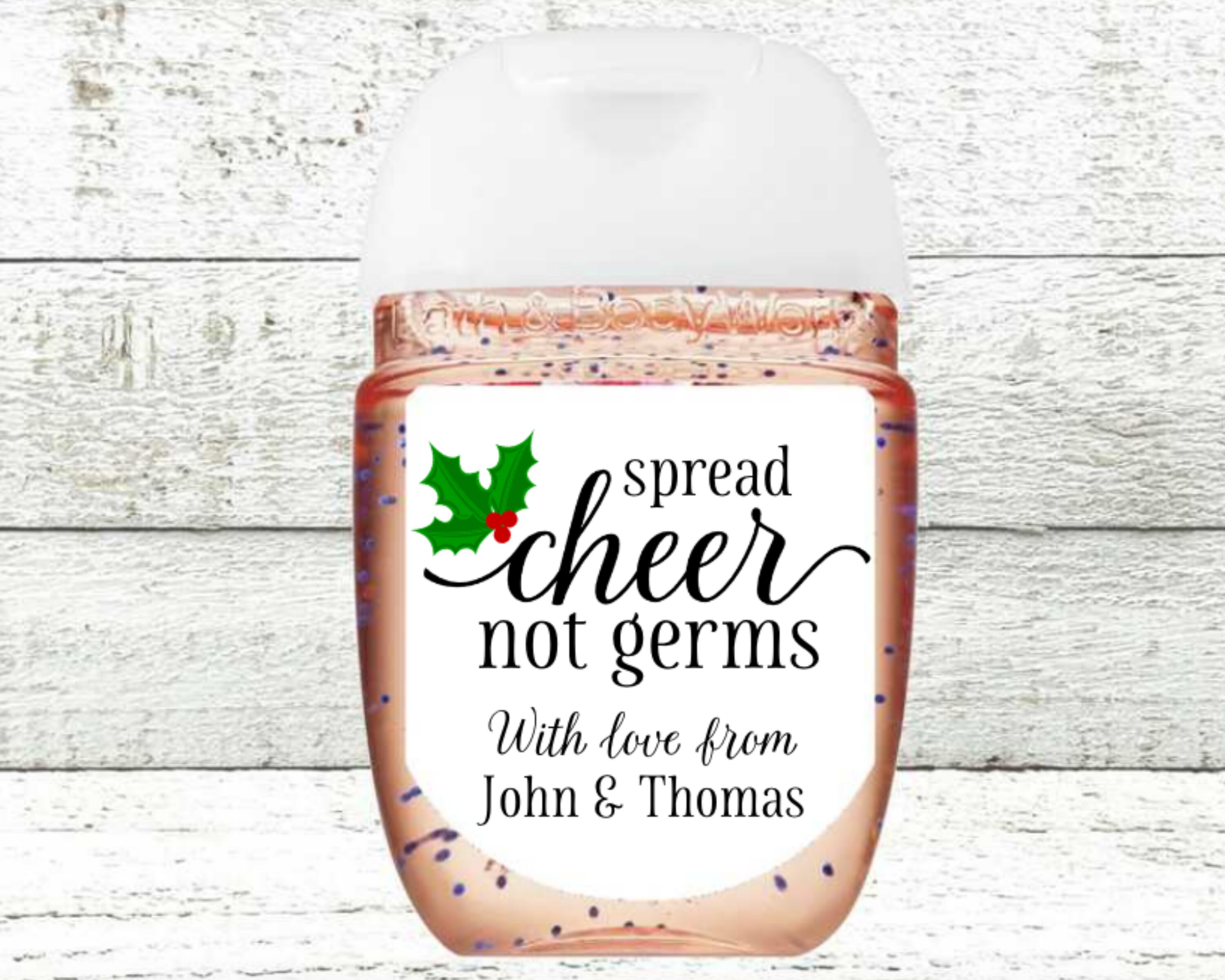 Holiday Favor Labels 30 Personalized Mini Sanitizer Labels | Etsy