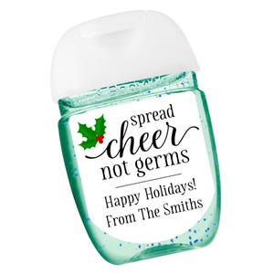Holiday Favor Labels - 30 Personalized Mini Sanitizer Labels for ...