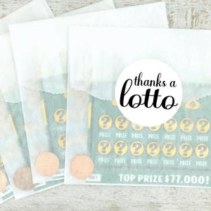 Lottery Favor Bags - Set of 20, Thanks a Lotto Labels and Optional Bags ...