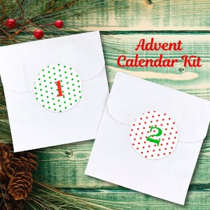 Advent Calendar Kit- Christmas Countdown Stickers and Optional Favor ...