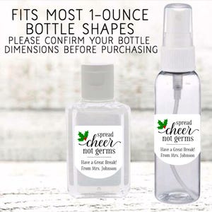 Holiday Favor Labels - 30 Personalized Mini Sanitizer Labels for ...