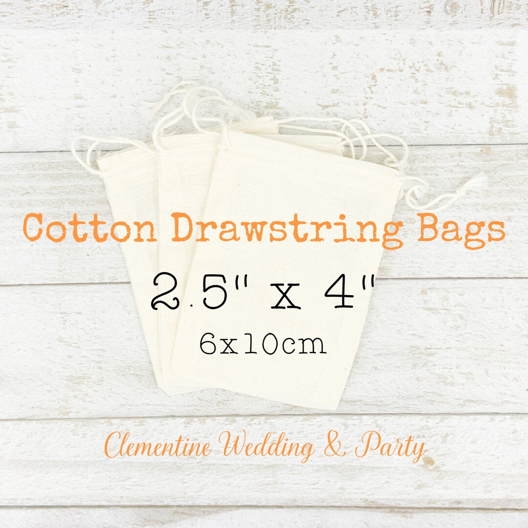Cloth Favor and Gift Bags Set of 25, unprinted natural cotton ...