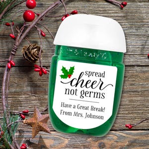 Holiday Favor Labels - 30 Personalized Mini Sanitizer Labels for ...