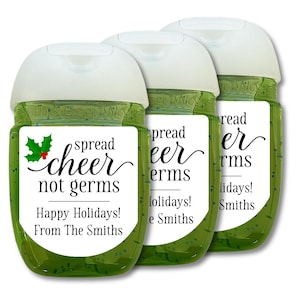 Holiday Favor Labels - 30 Personalized Mini Sanitizer Labels for ...