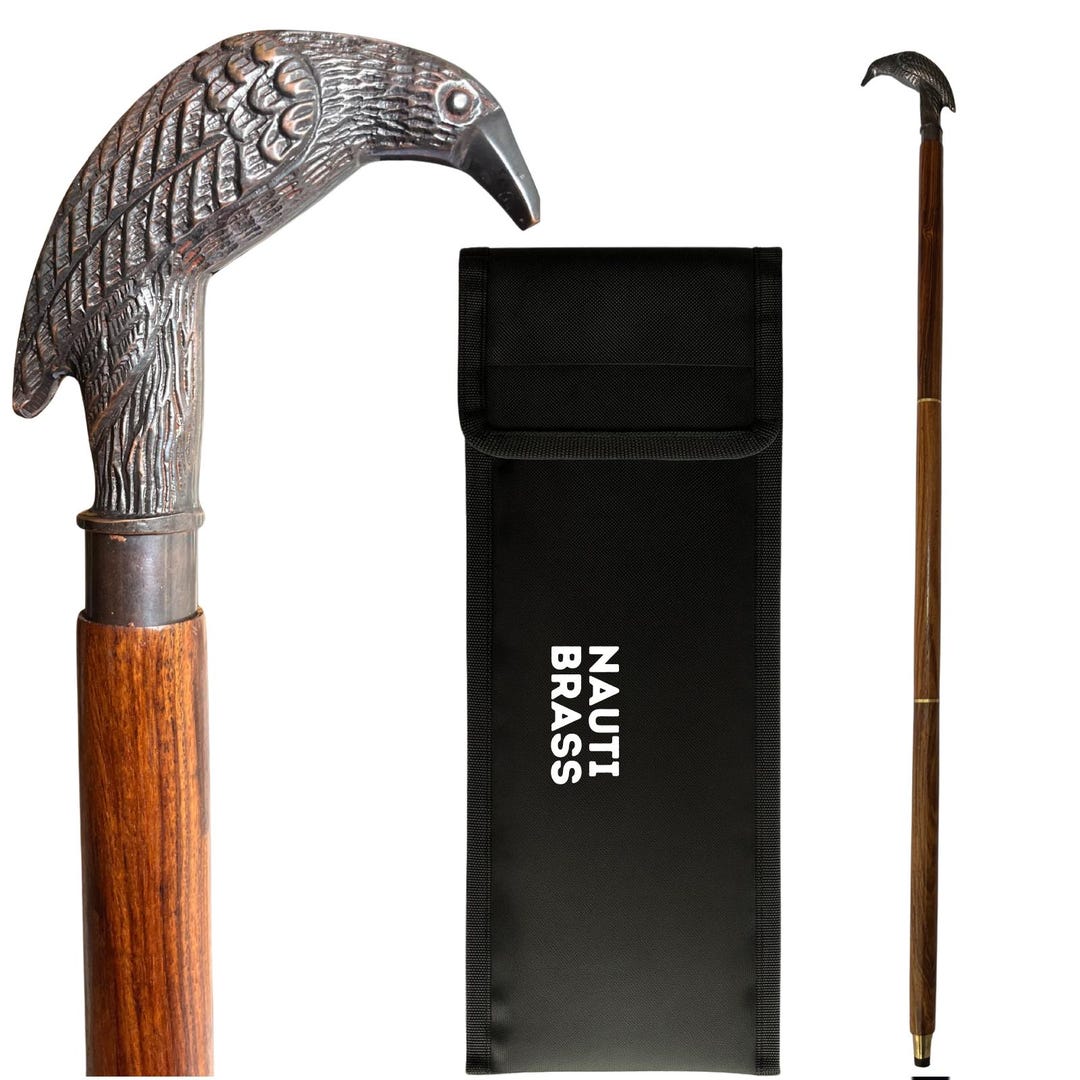 Victorian Sitting Crow Raven Steampunk Walking Stick Cane- Black Handle ...