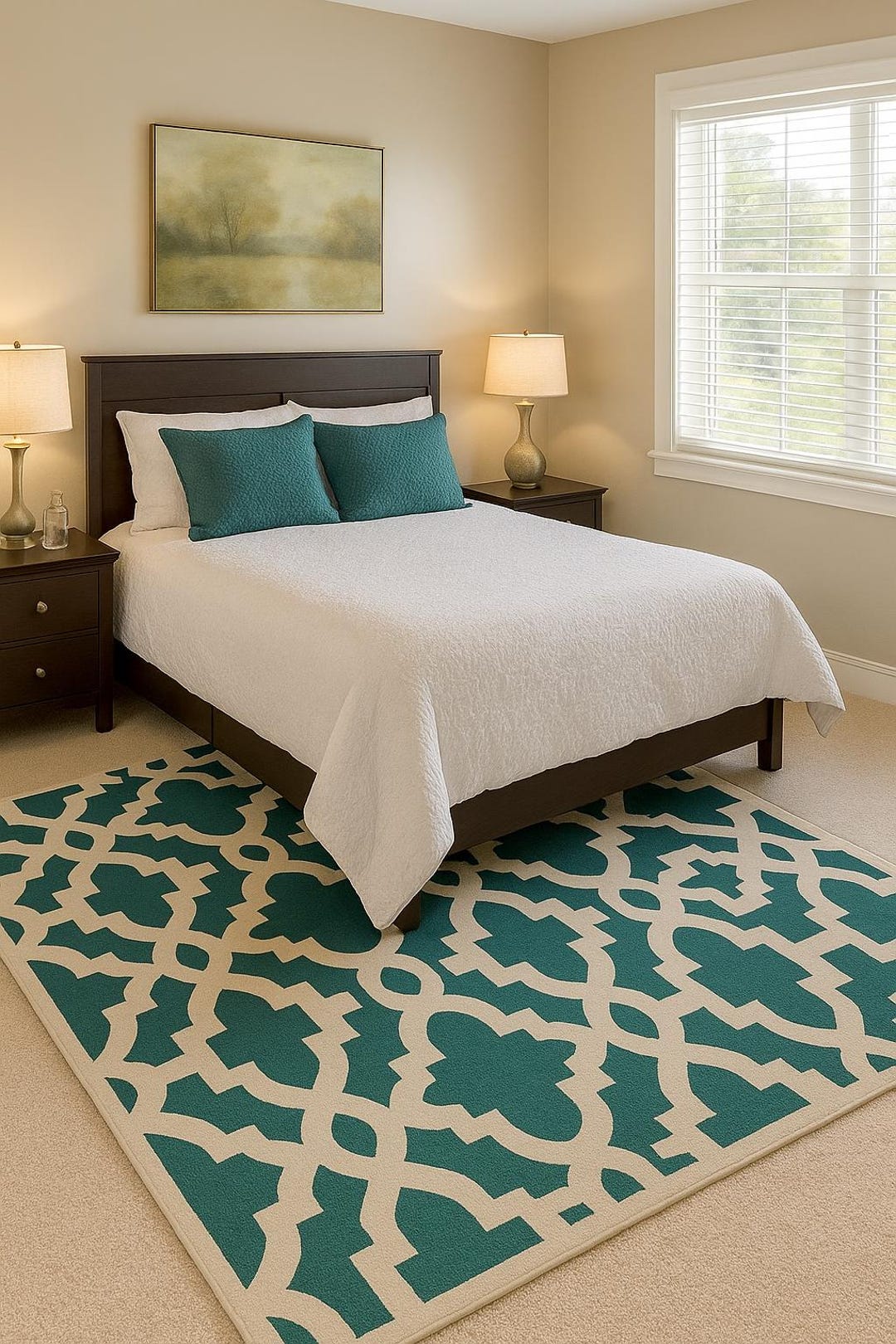 Teal Moroccan Geometric Rug | Modern Trellis Pattern Carpet the Rugatic ...