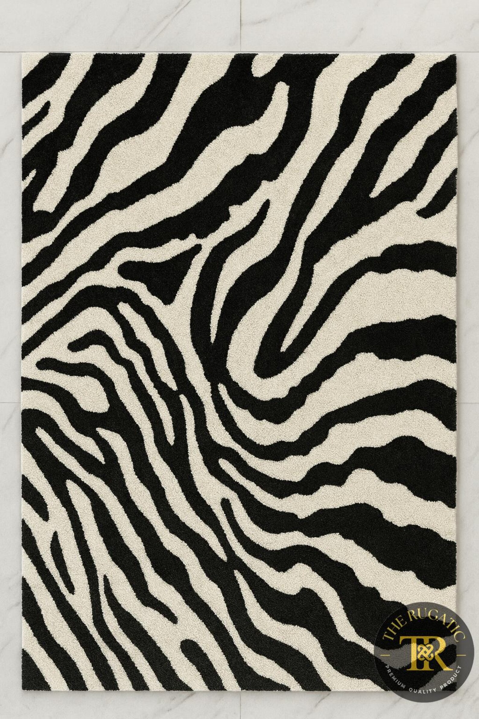 Black & White Zebra Rug — Designer Animal Print Carpet for Home Décor ...