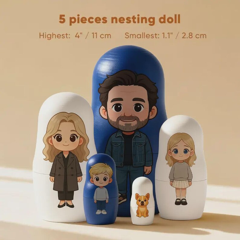 Personalized Cartoon Style Nesting Dolls Made From Photos – Unique ...