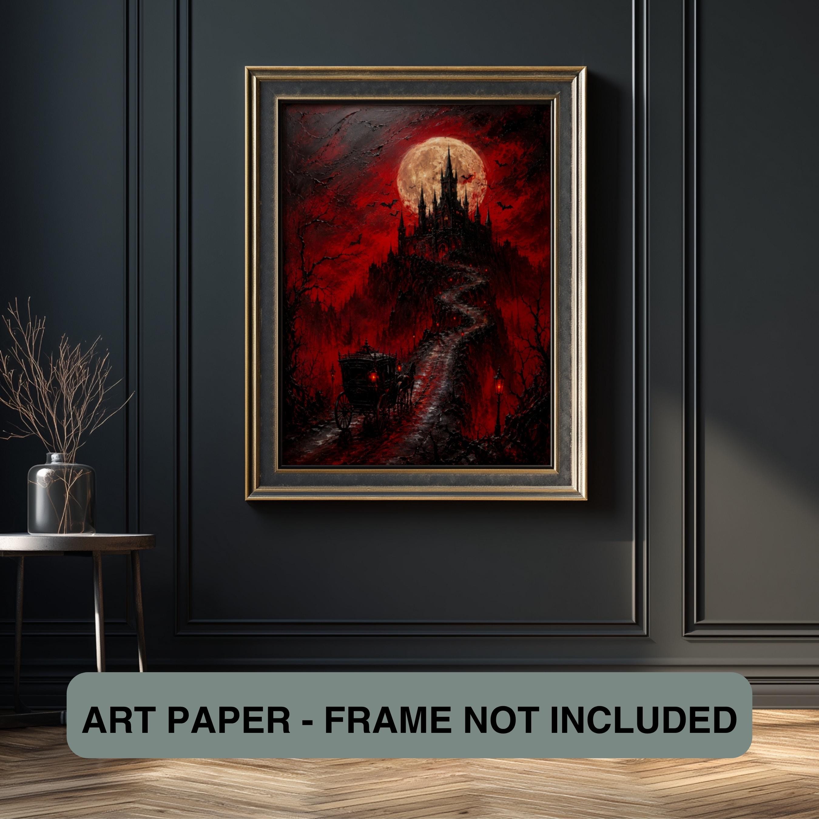 Dracula Castle Wall Art Print, Gothic Vampire Castle Poster, Dark ...