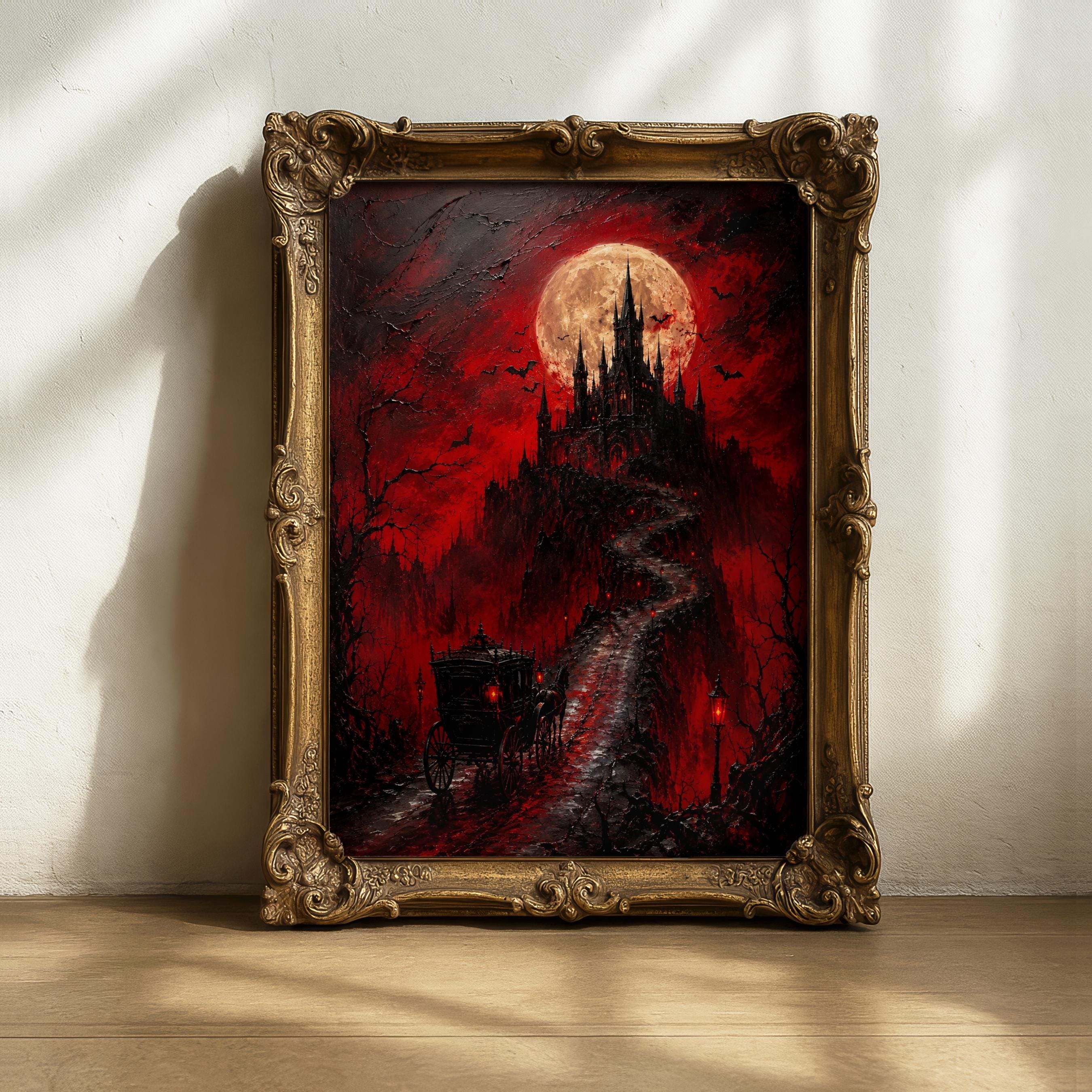 Dracula Castle Wall Art Print, Gothic Vampire Castle Poster, Dark ...