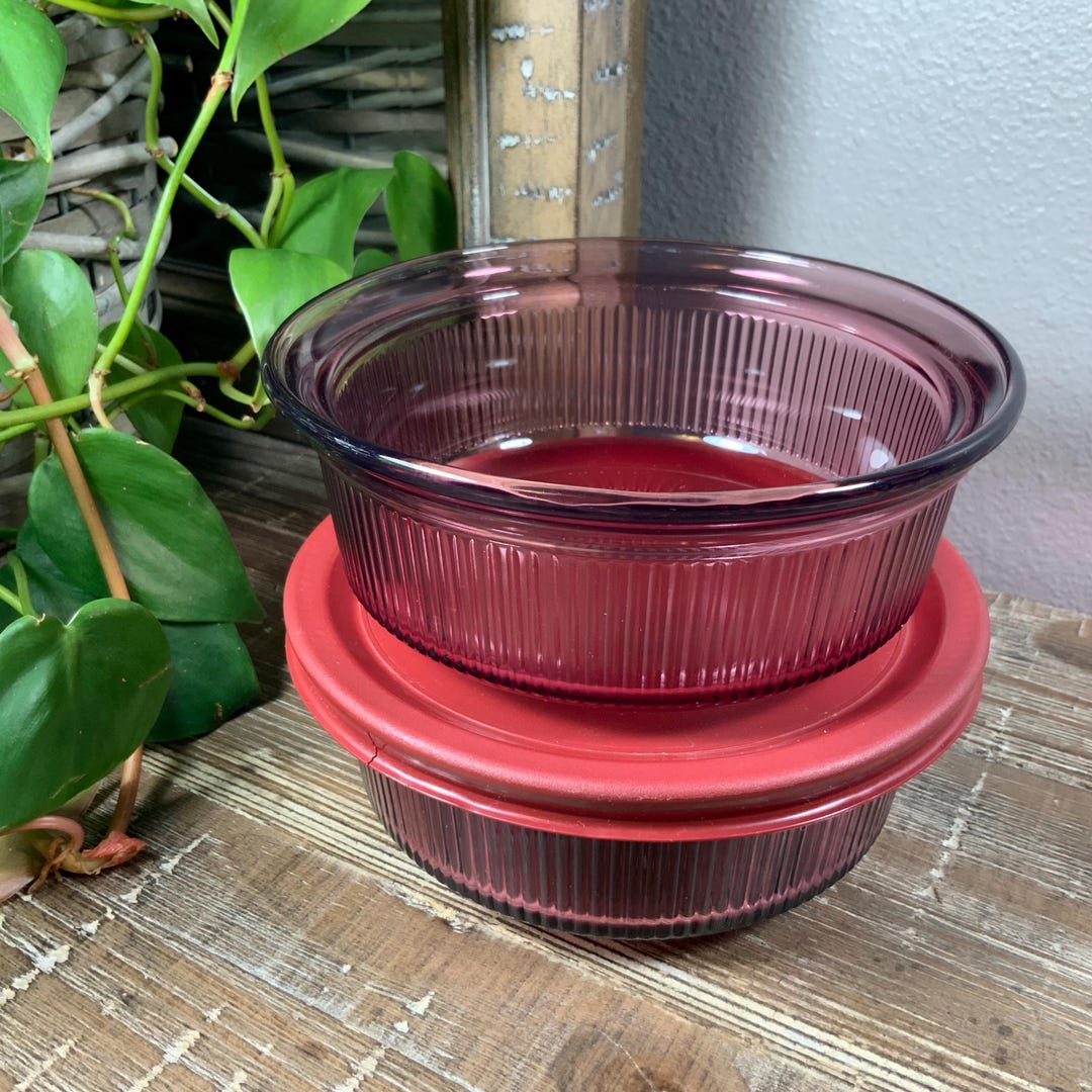 Two (2) Corning VISIONS CRANBERRY 1 Pint Casseroles C-16-B Plus One ...