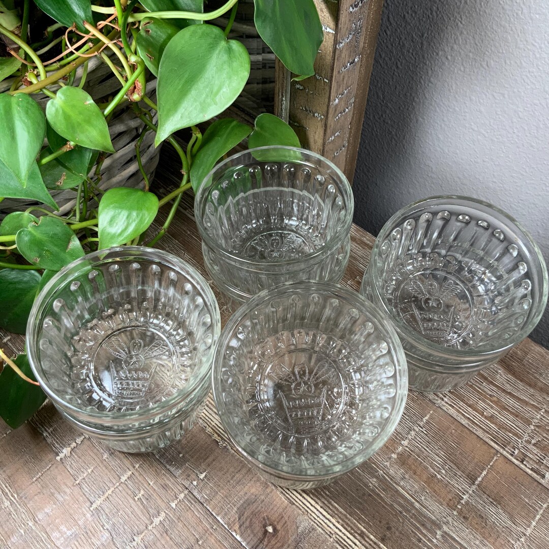 Eight (8) Squat Kerr Bee Over Crown Fluted Jelly Jars - Jam Jars ...