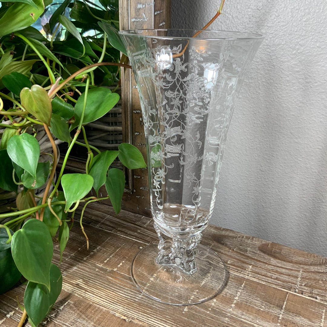 Fostoria NAVARRE 9” Crystal Footed Vase - Elegant Depression Era ...