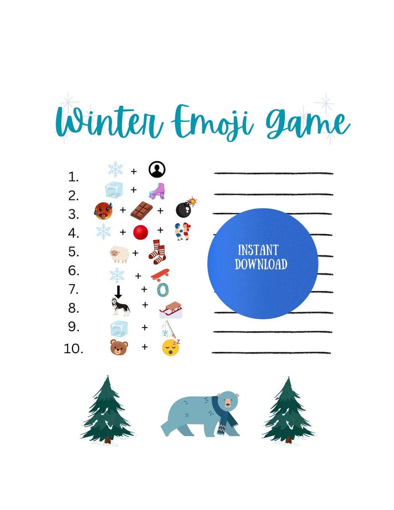 Winter Emoji Game instant Download - Etsy