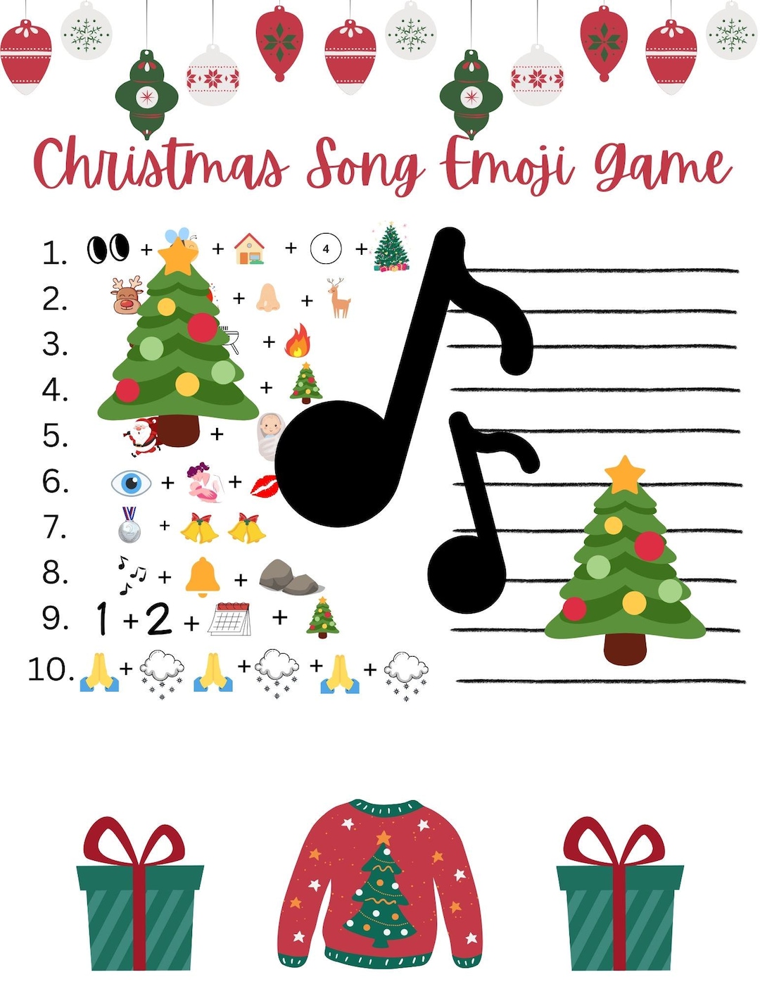 Christmas Song Emoji Game *instant Download* - Etsy