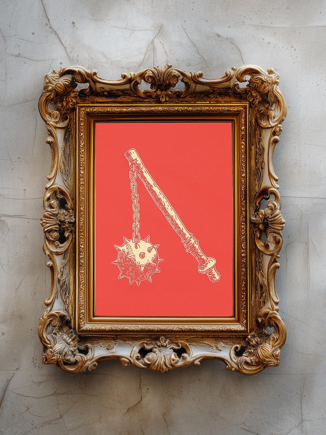 Medieval Weaponry - Flail | Lino Cut Style Digital Art Print | Unframed ...