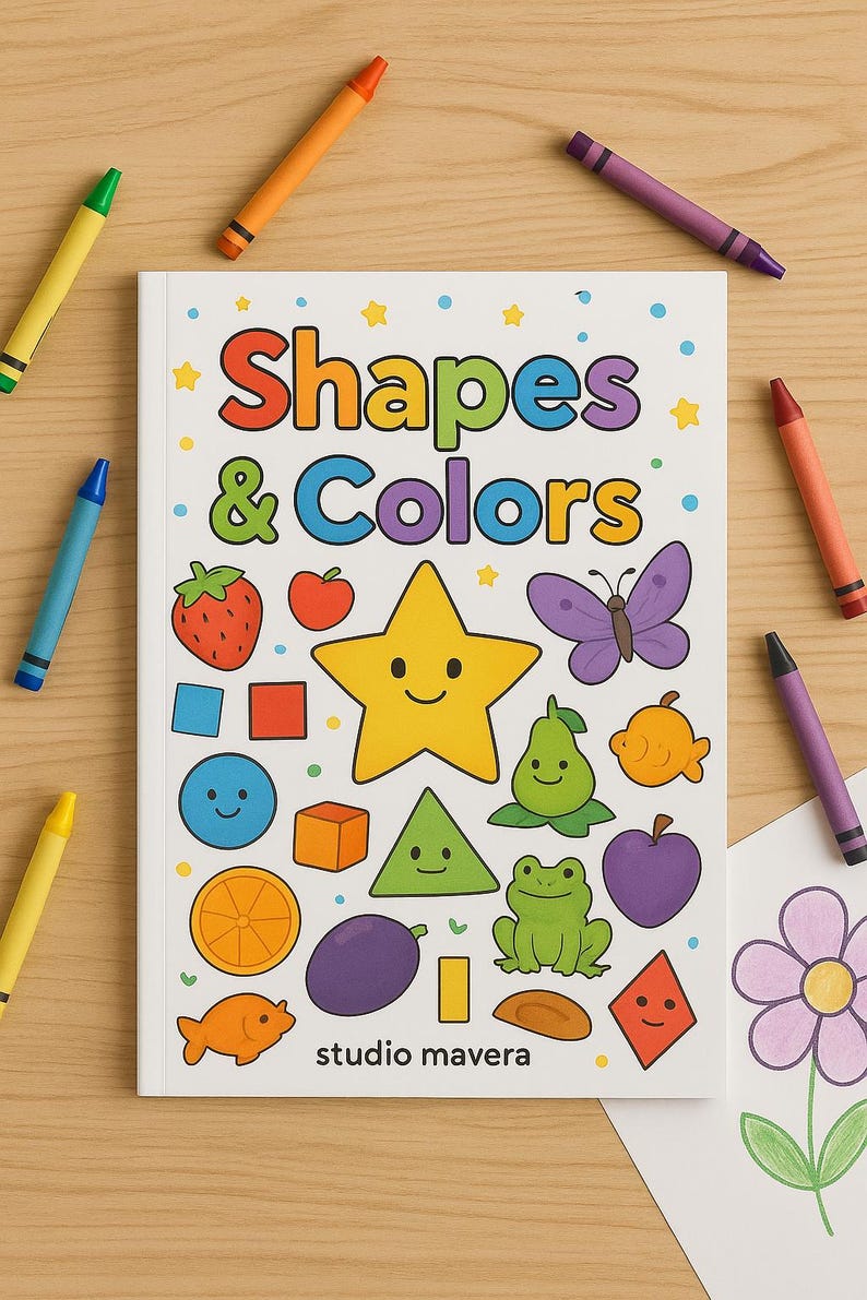 15 Shapes and Colors Coloring Pages, Toddler Activity Book for Learning ...