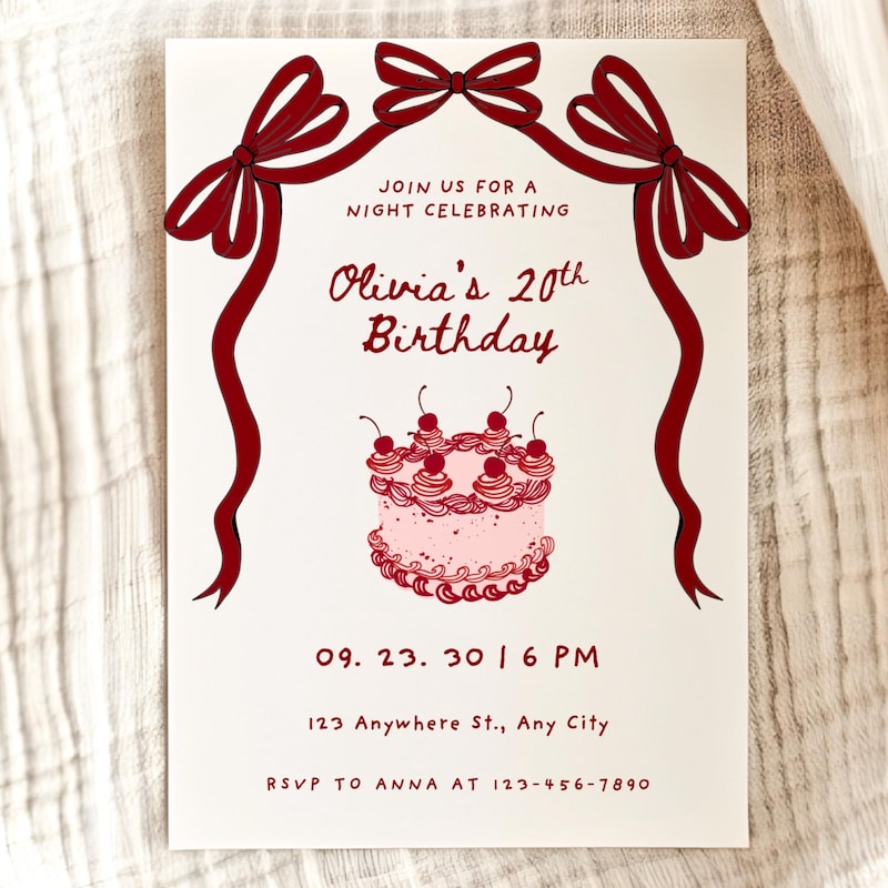 Coquette Red Invitation - Etsy UK