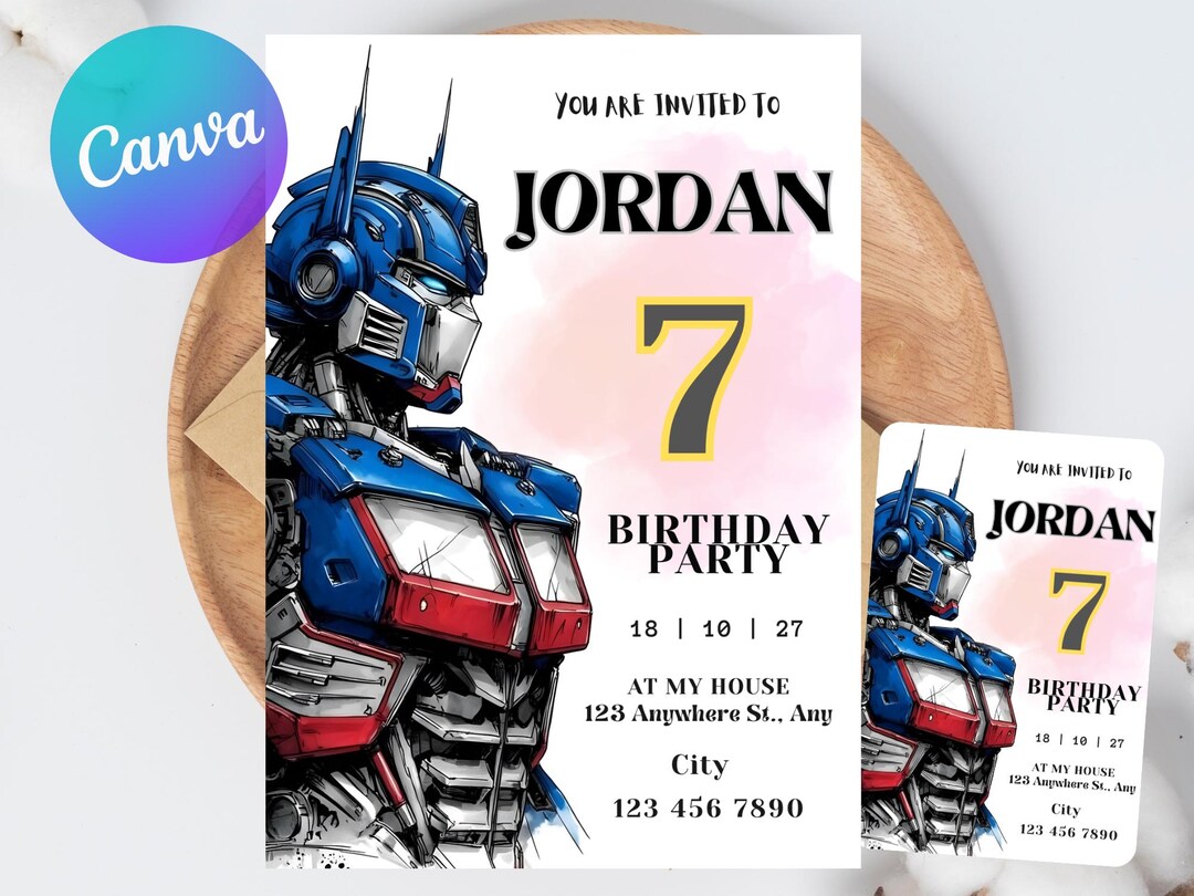 Printable Optimus Prime Birthday Invitation (digital Download) - Etsy