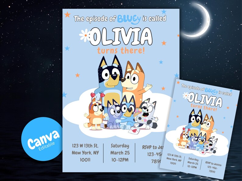 Bluey Birthday Invitation, Editable Kids Bday Party Template (instant ...