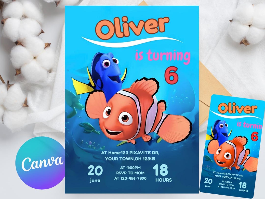Editable Finding Nemo Birthday Invitation, Finding Dory Birthday ...