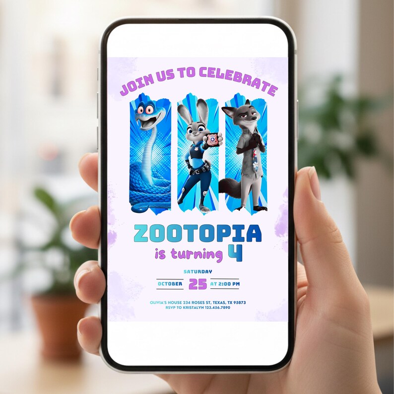 Editable Zootopia Birthday Invitation, Animal Theme (digital Download ...