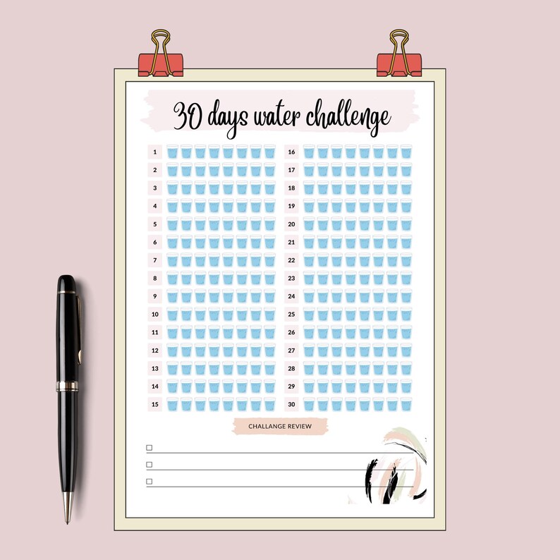 Printable Weekly Water Tracker, Simple Hydration Tracker, Water Intake ...