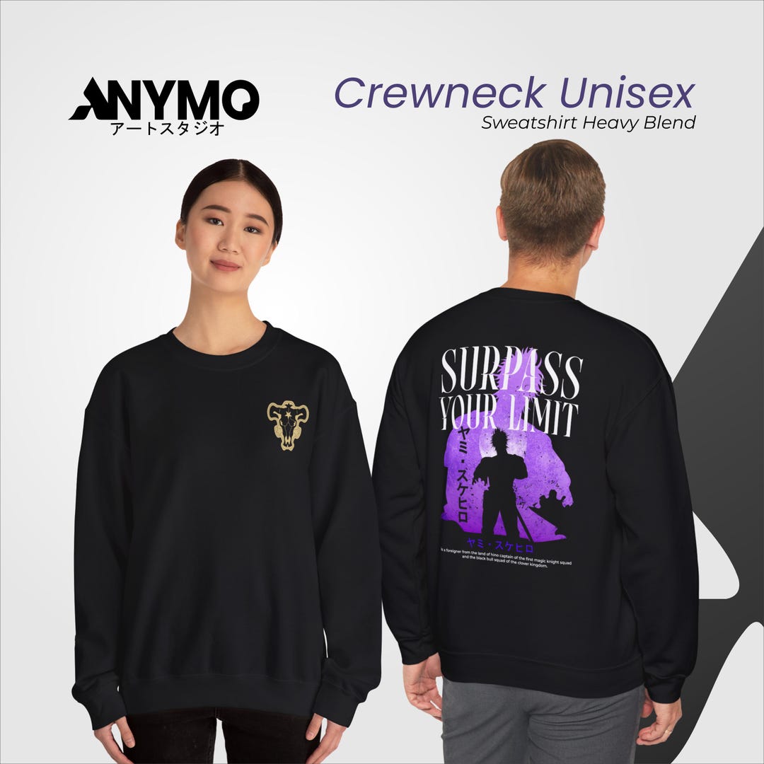 Crewneck Black Clover YAMI SUKEHIRO With Blackbull Logo Unisex 2 Side ...
