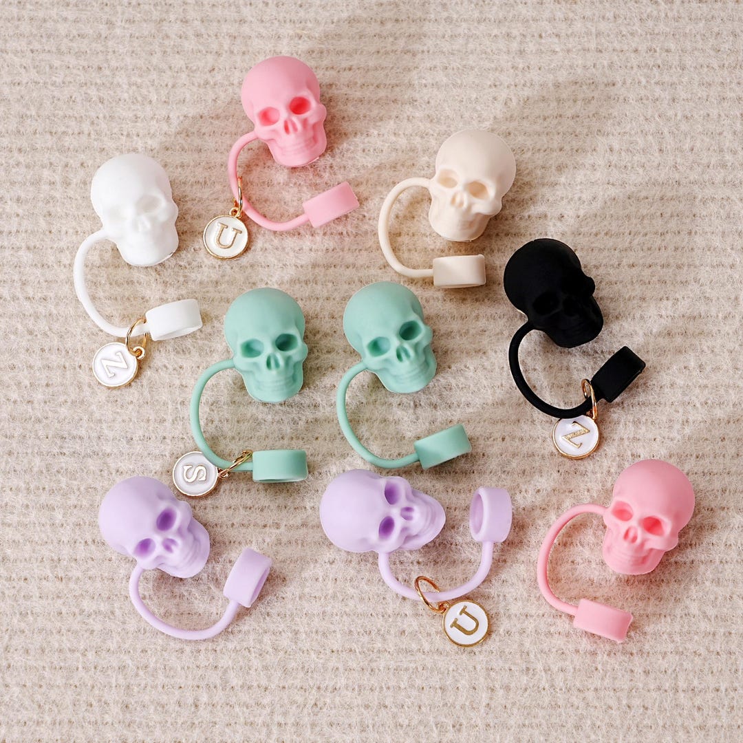 Skeleton Skull Silicone Straw Topper, Spooky & Fun Drink Accessory ...