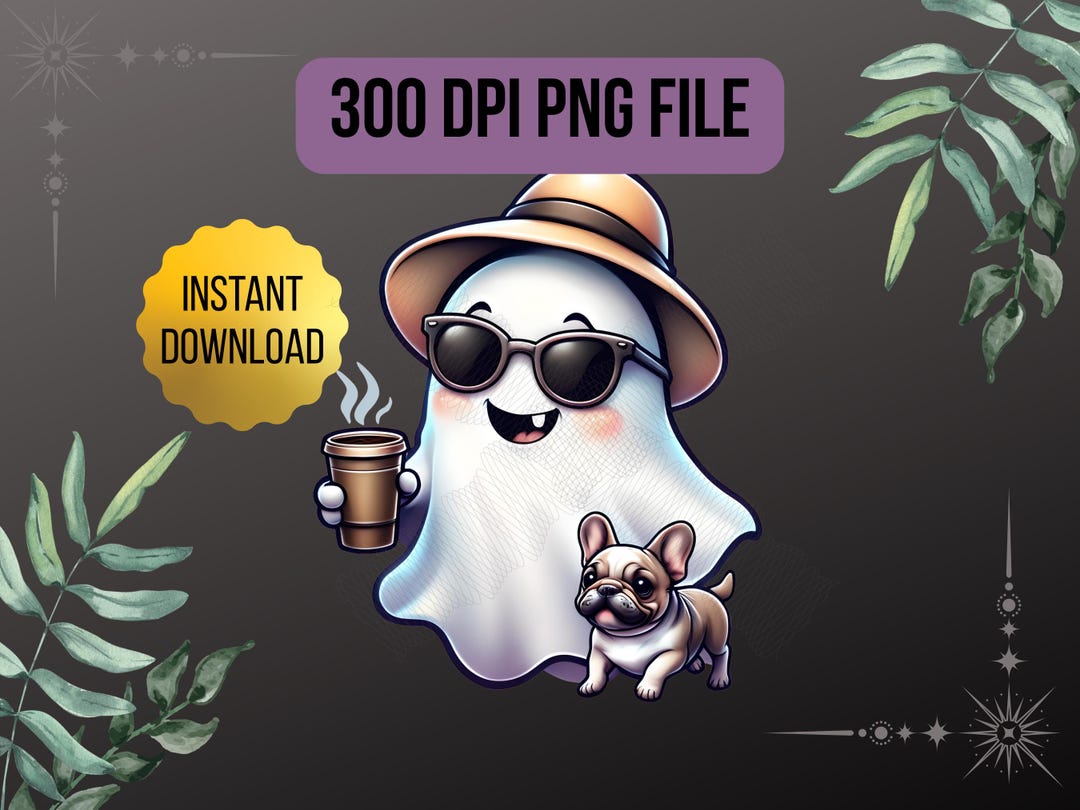 Funny Ghost With French Bulldog PNG: Halloween Fall Design (digital ...