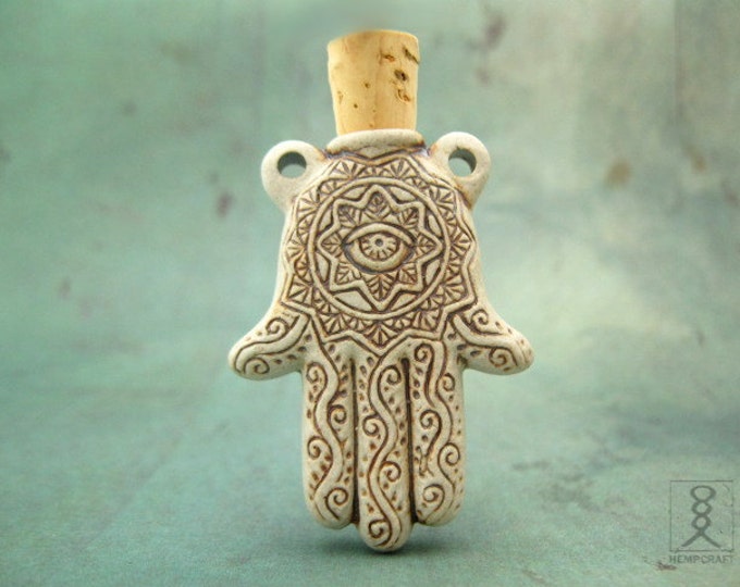 Hamsa Hand Pendant, Ceramic Clay Bottle, Protective Talisman, 1pc - Etsy
