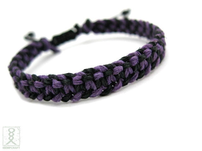 Hemp Bracelet Black and Purple Hand Knotted Friendship | Etsy