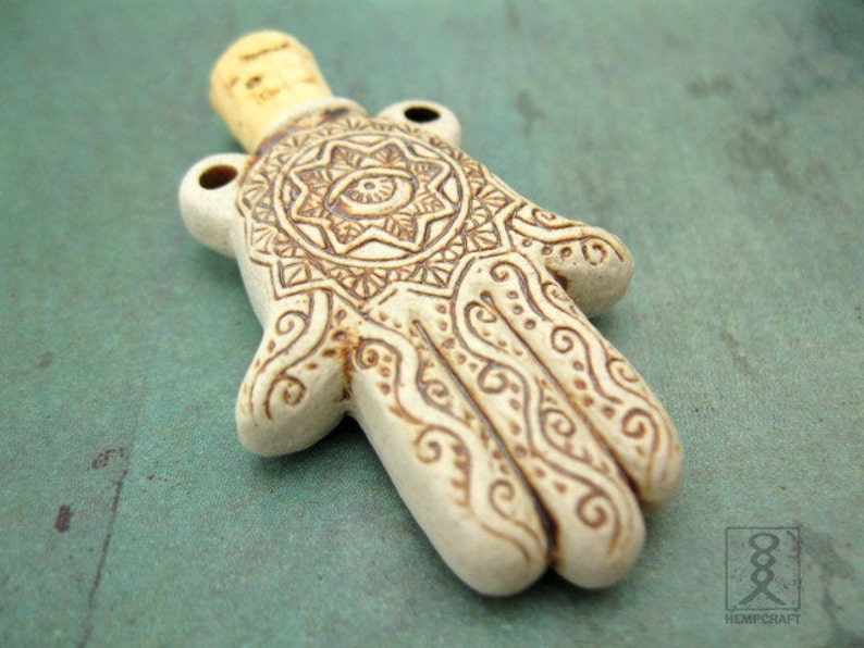 Hamsa Hand Pendant Ceramic Clay Bottle Protective Talisman | Etsy