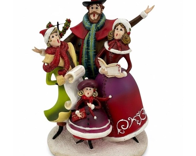 Dickens Music Family Carolers Music Box 10" Victorian Figurine Wind up ...