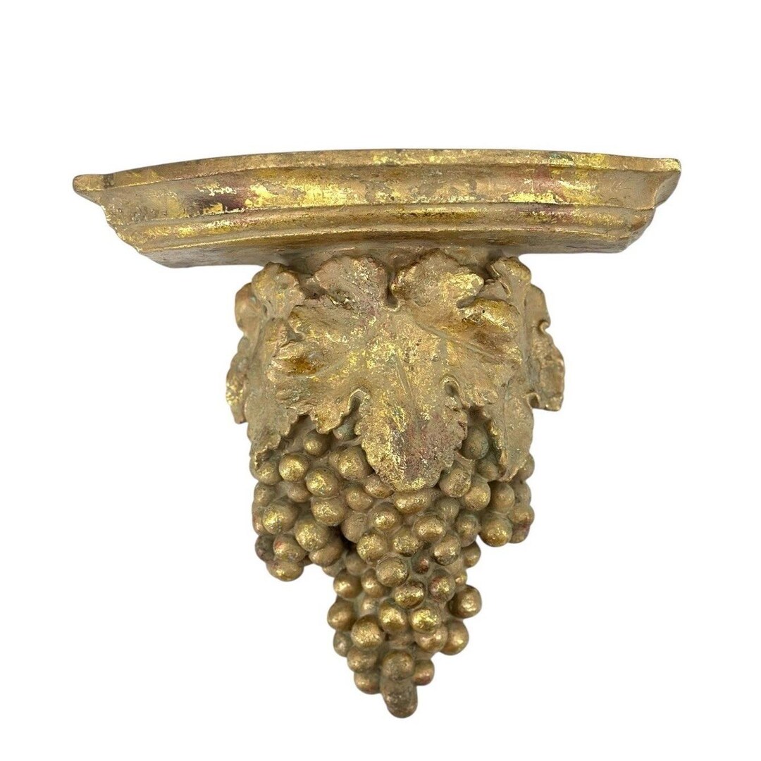 Vintage Sconce Gold Gilt Grape Corbel Shelf Tuscan Regency 11" Heavy ...