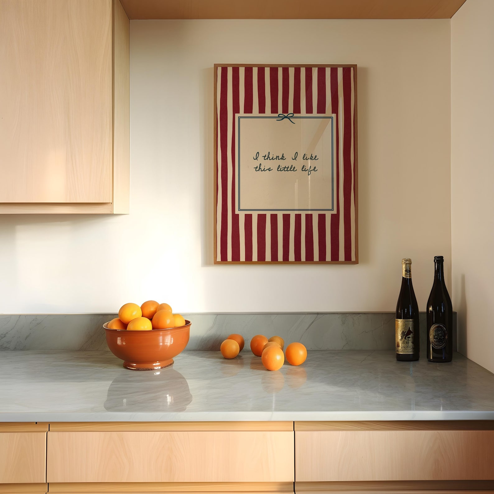I Think I Like This Little Life - Hand Drawn Burgundy Striped Print ...