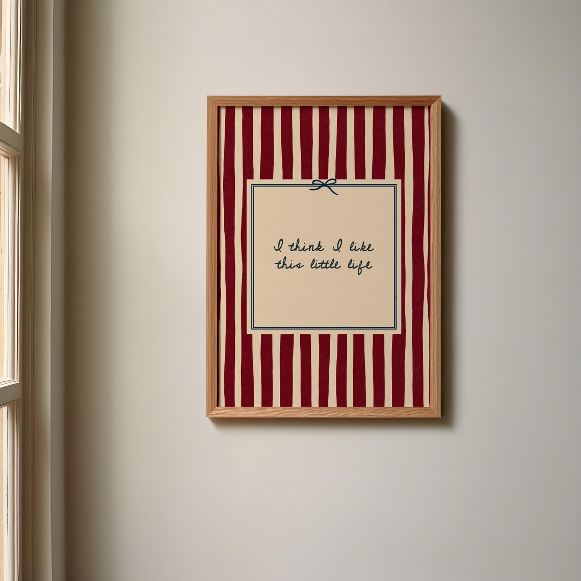 I Think I Like This Little Life - Hand Drawn Burgundy Striped Print ...