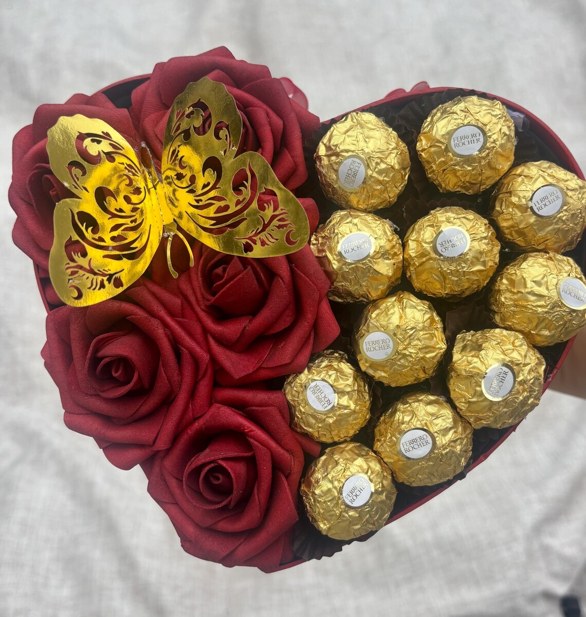 Heart-shaped Rose & Ferrero Rocher Gift Box: Romantic Keepsake - Etsy