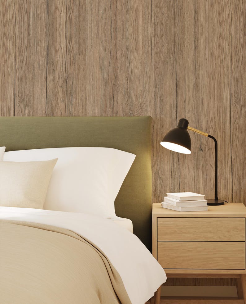 Natural Light Oak Wood Wallpaper – Peel & Stick Faux Wood Wall Mural ...