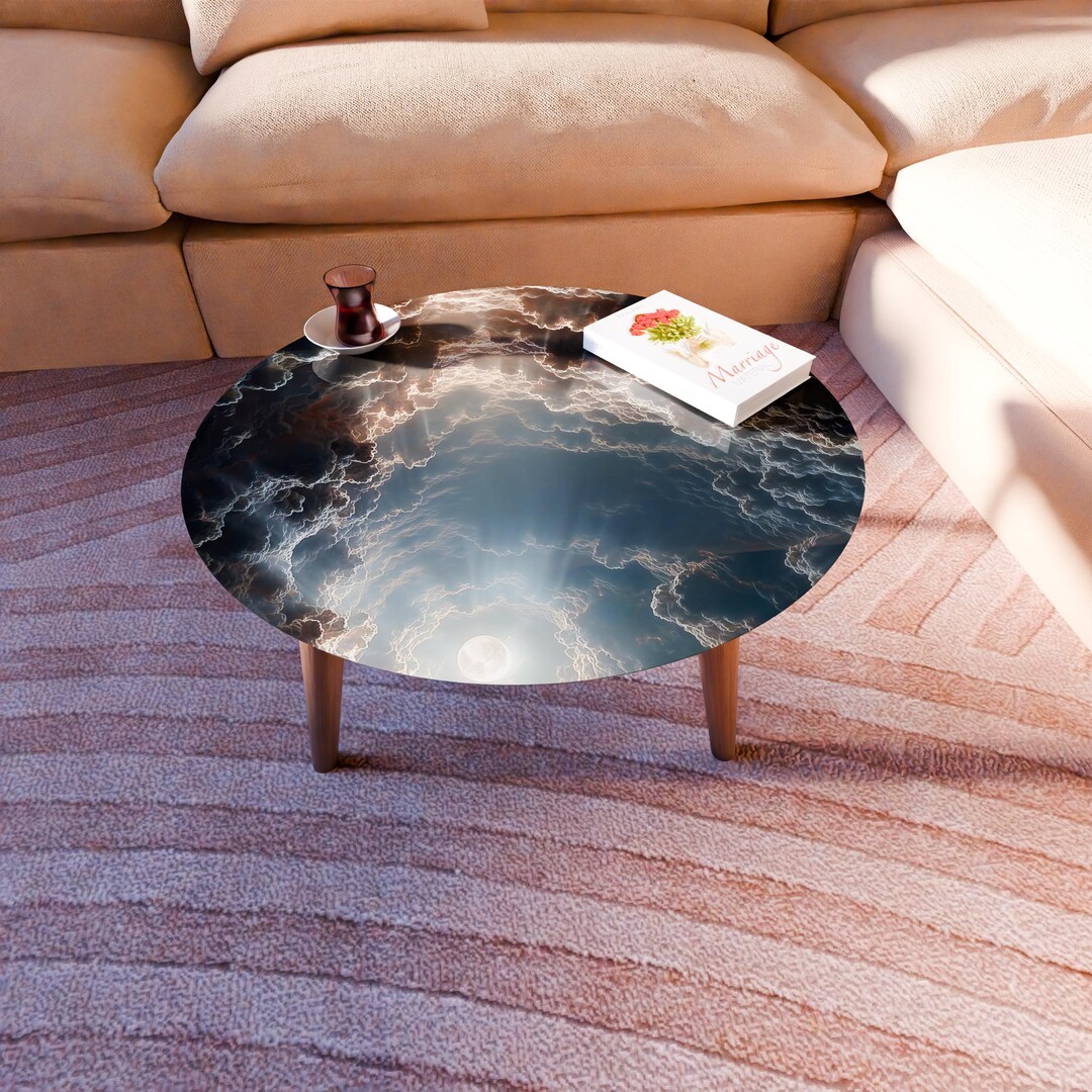 Sky Pattern Coffee Table, Mid Century Coffee Table, Natural Wood Coffee ...