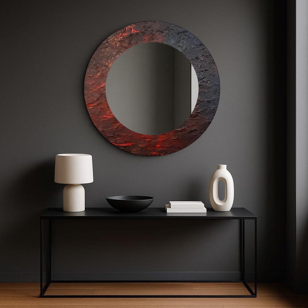 Oversized Round Wall Mirror, Tempered Glass, Abstract Home Decor - Etsy