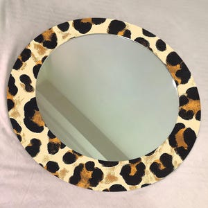 Leopard Print Round Wall Mirror, Tempered Glass, Abstract Decor - Etsy