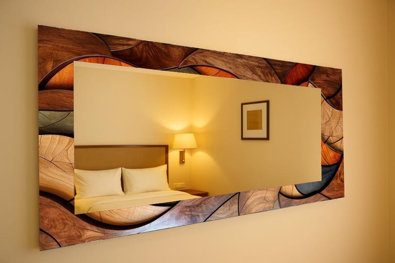 Boho Wall Mirror, Elegant Rectangle Mirror With Tempered Glass, Modern ...